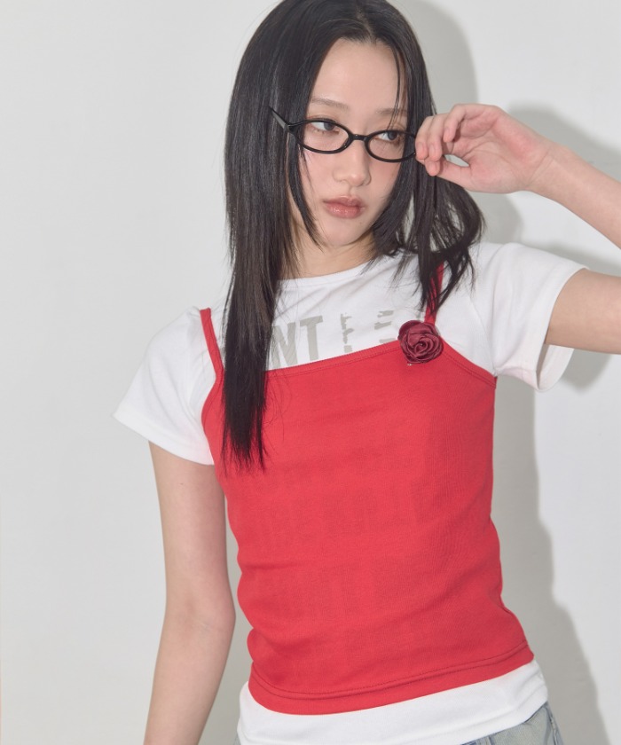 [Influencer pick] 3-WAY LETTERING CORSAGE TEE (RED) F25QB106 | ファッション通販サイト NUGU