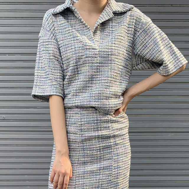 tweed set up blouse | NUGU