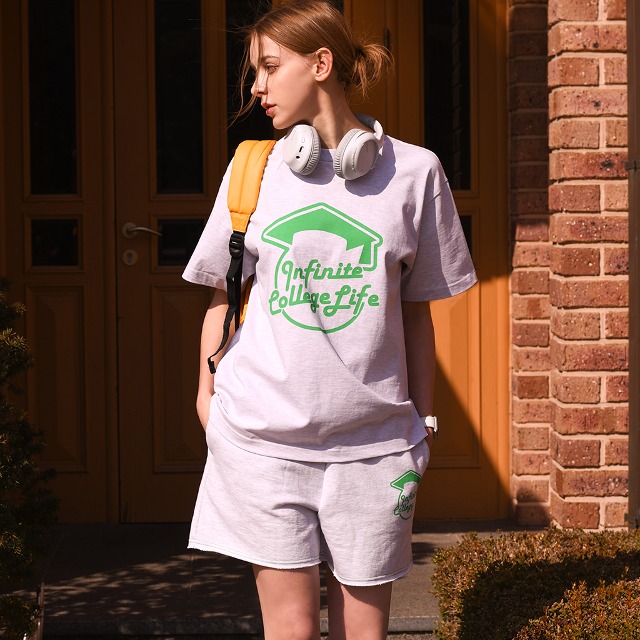 Infinite college life crew neck Unisex T-shirt [Ash grey] | ファッション通販サイト NUGU