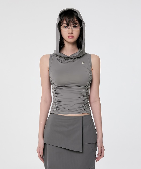 [influencer pick] Hooded High Neck Sleeveless (FL-125_Gray) | ファッション通販サイト NUGU