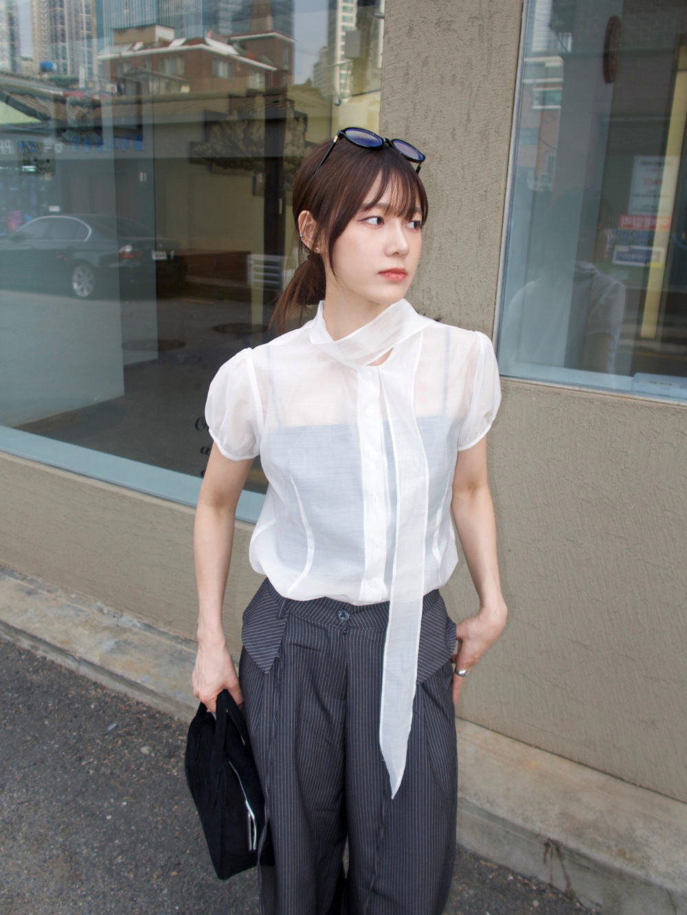 シフォン半袖スカーフブラウス | ファッション通販サイト NUGU