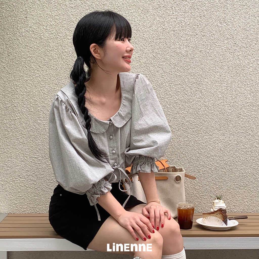 [original] maronie check blouse (gray) | ファッション通販サイト NUGU