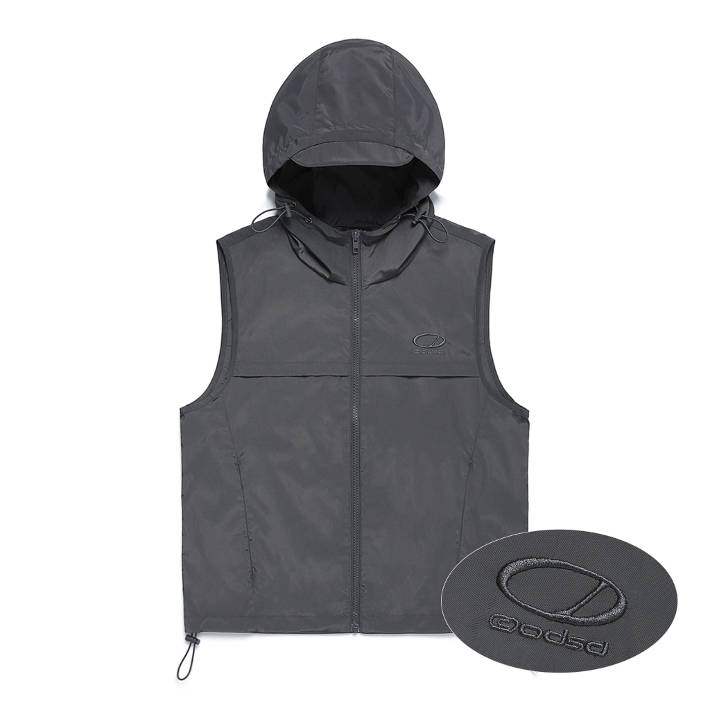 Semi Crop Hooded Vest - dark gray | ファッション通販サイト NUGU