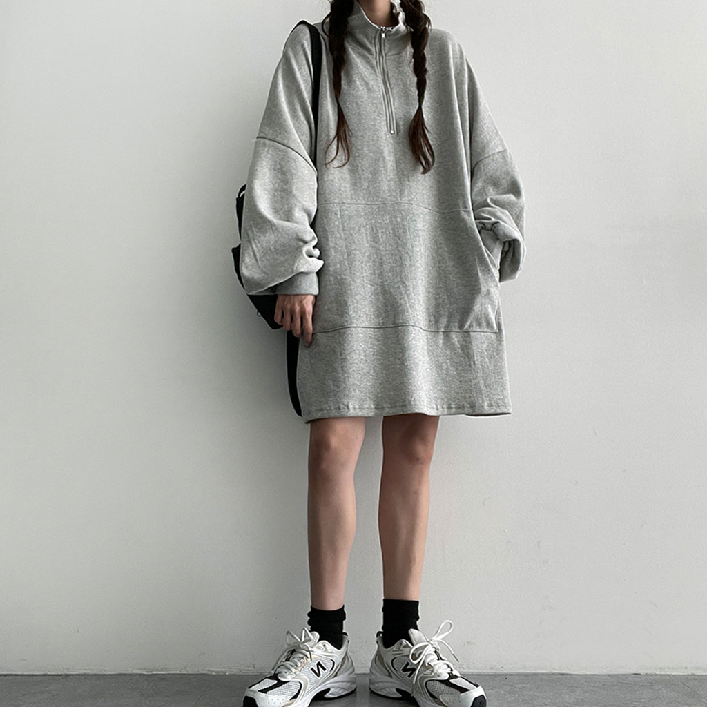 [4color]ポケットハーフジップワンピース | ファッション通販サイト NUGU