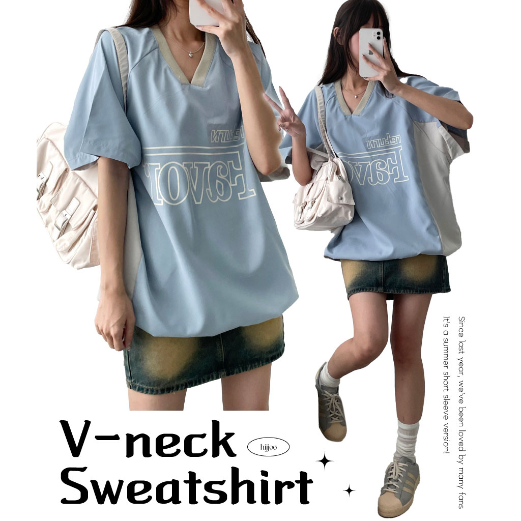 [4color]ナイロンバイカラーVネック半袖Tシャツ | ファッション通販サイト NUGU