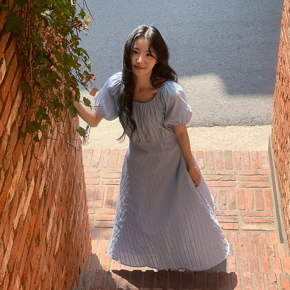 コットンパフシャーリング半袖ロングワンピース | ファッション通販サイト NUGU