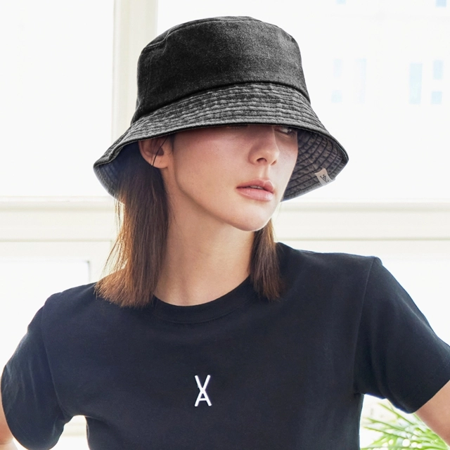 VZ Label Bleach Washing Denim Bucket Hat Black | ファッション通販サイト NUGU