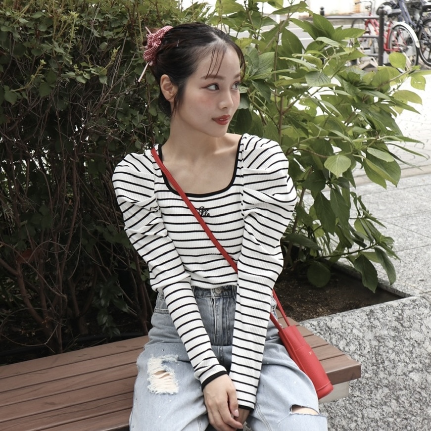 piping border rib top | ファッション通販サイト NUGU