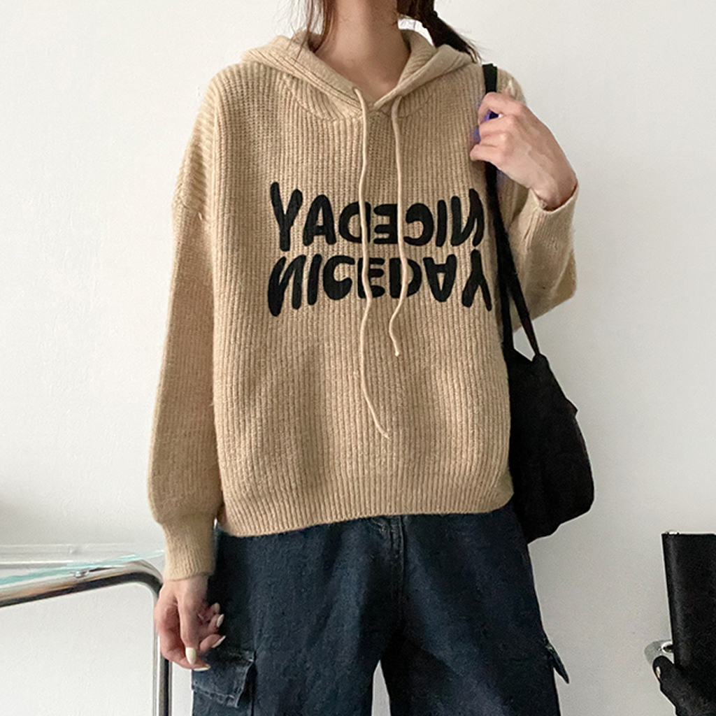 レタリングニットパーカー(3color) | ファッション通販サイト NUGU