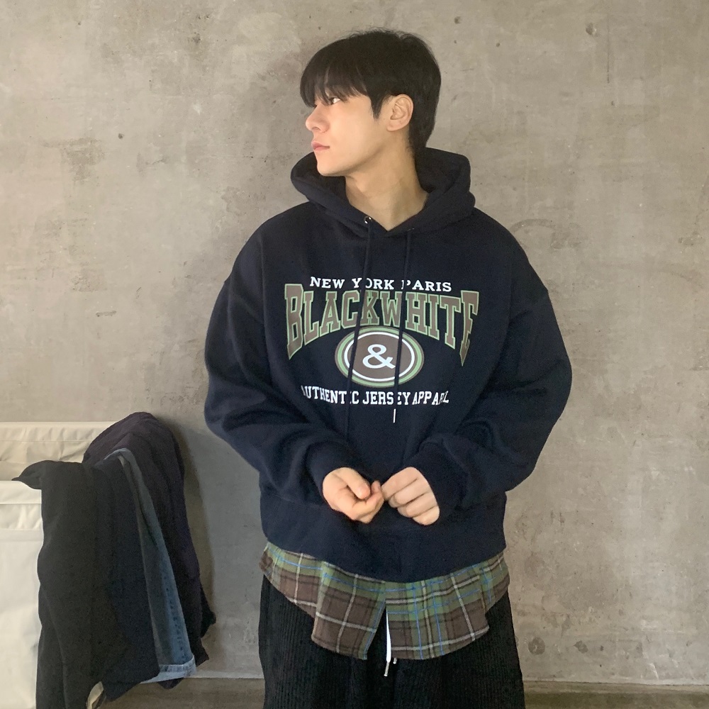 Check shirt layer hoodie (3color) | ファッション通販サイト NUGU