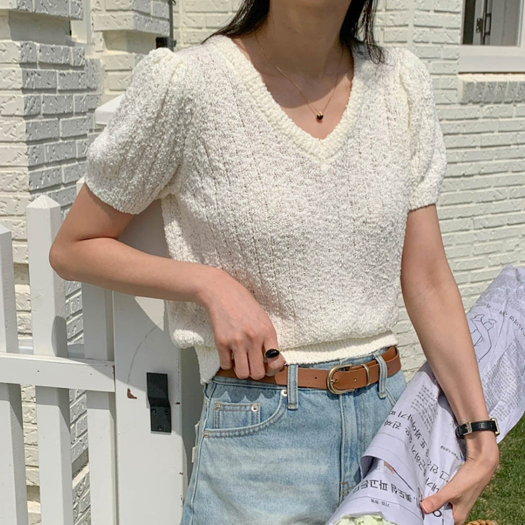 Vネック半袖ニット4color | ファッション通販サイト NUGU