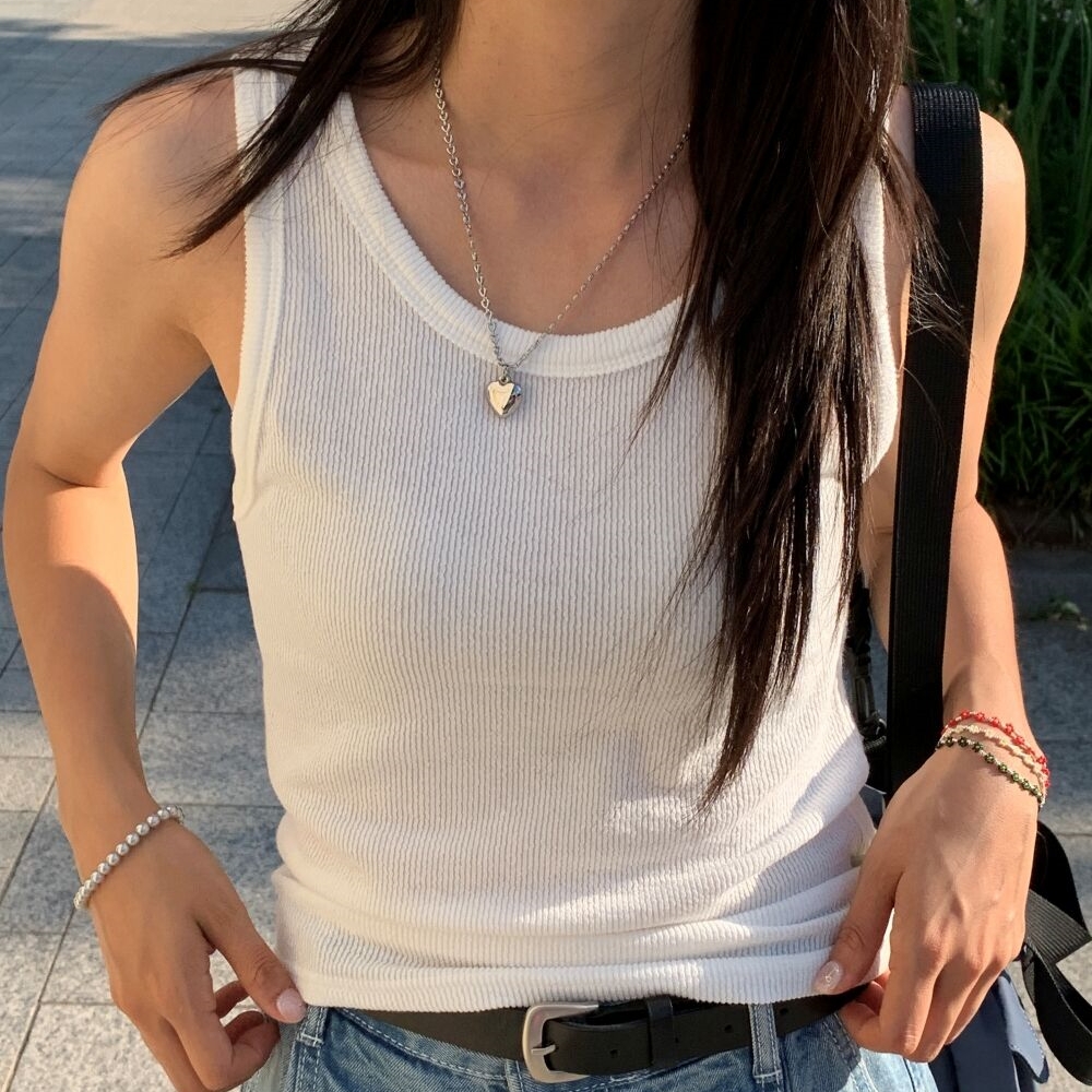 Uネックラウンドネックベーシックノースリーブ4color | ファッション通販サイト NUGU