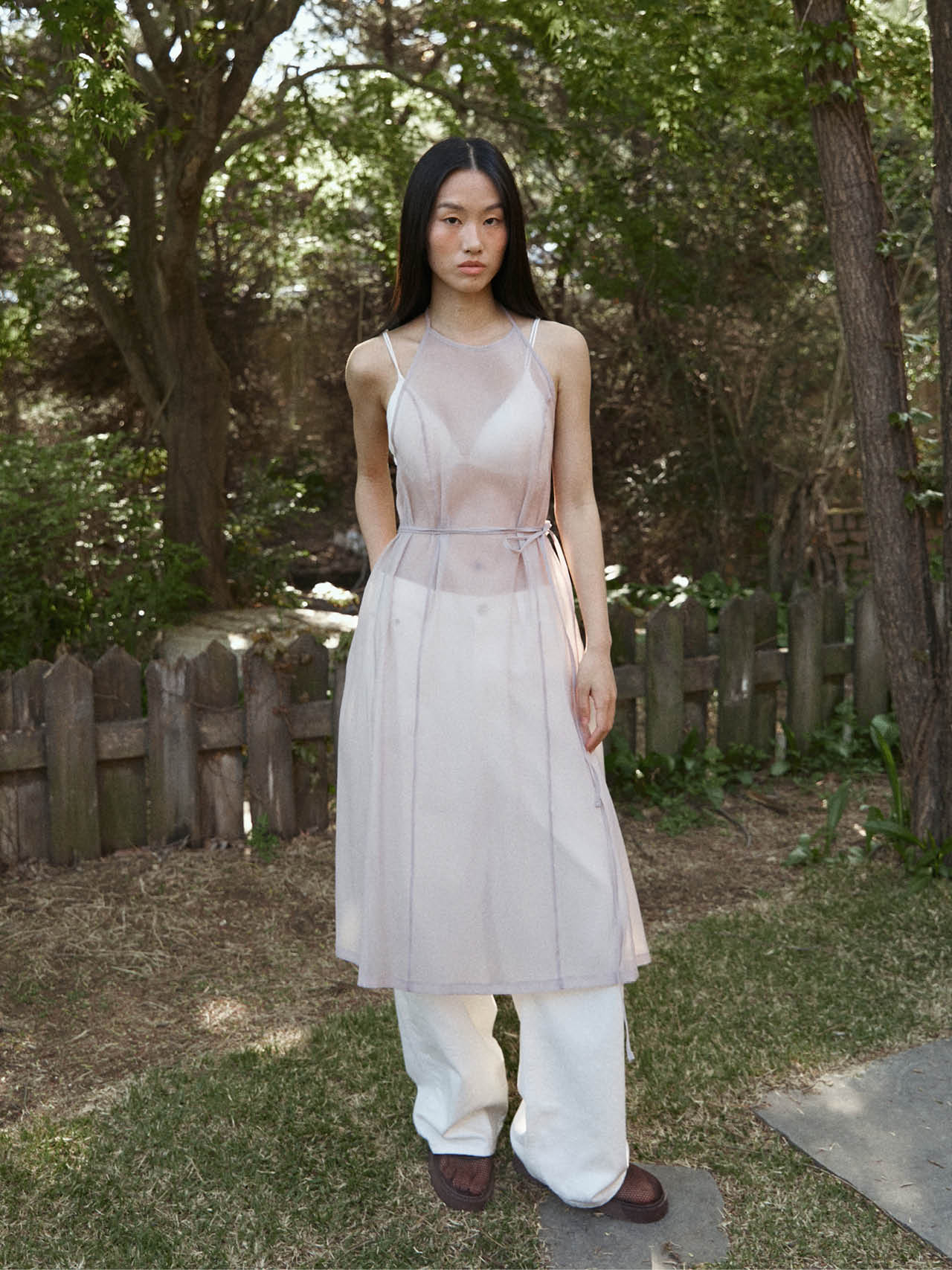 Halter Neck Sheer Dress L/Gray | ファッション通販サイト NUGU