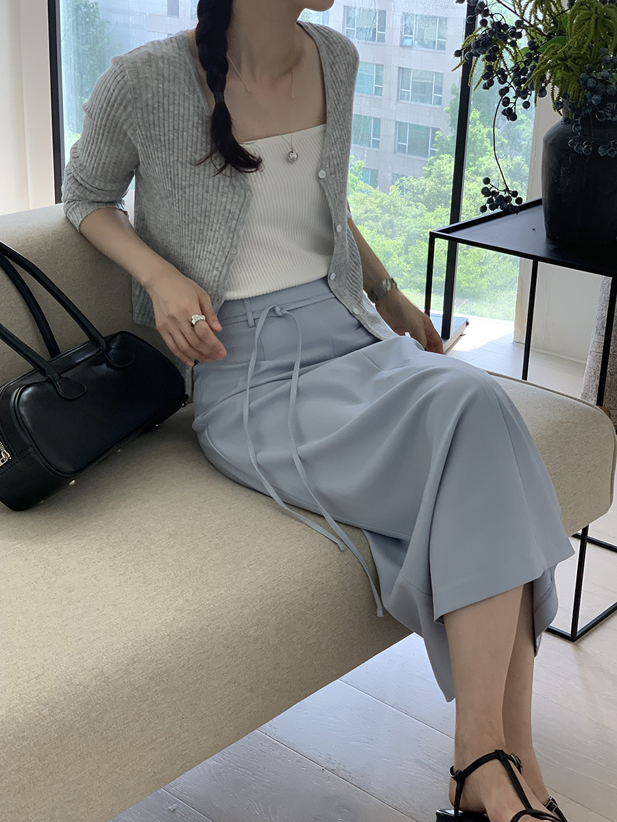 [裏地付き] ストラップ紐Hラインスパンロングスカート3color | ファッション通販サイト NUGU