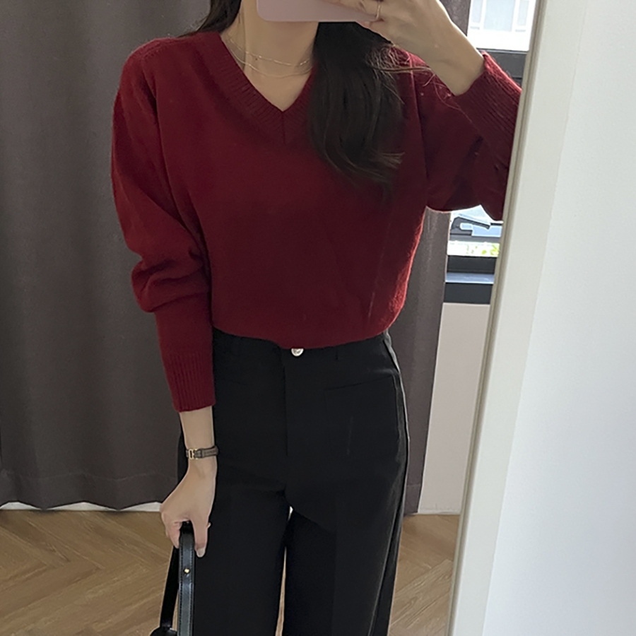 ルーズフィットVネックニット4color | ファッション通販サイト NUGU