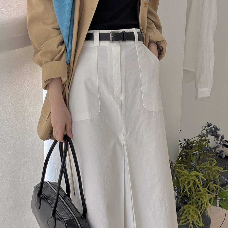 シャーリングAラインハイウエストコットンロングスカート3color | ファッション通販サイト NUGU