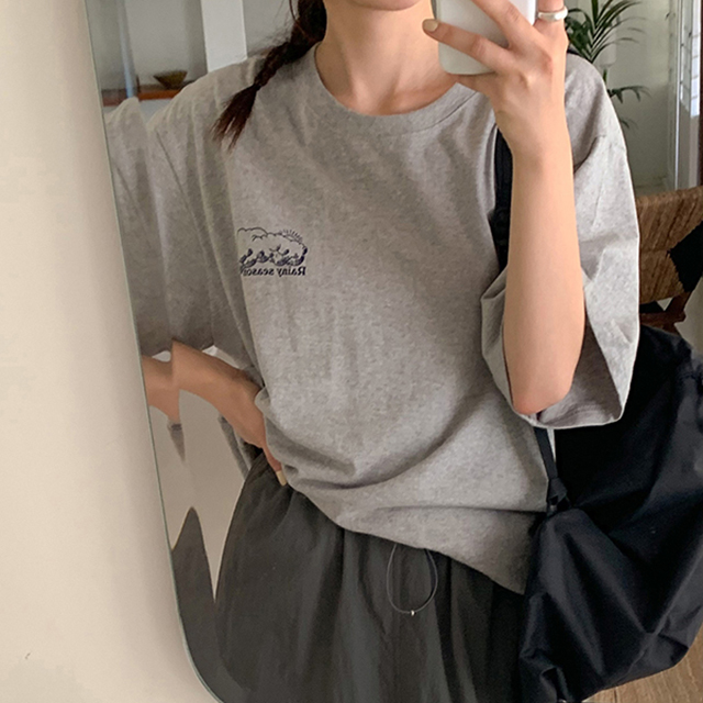 夏プリントオーバーサイズ半袖Tシャツ(2color) | ファッション通販サイト NUGU