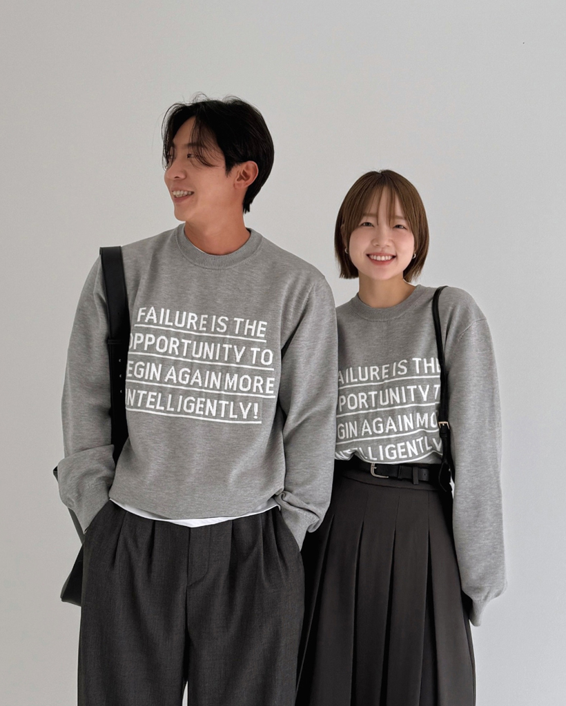 (UNISEX)レタリングオーバーサイズニット | ファッション通販サイト NUGU