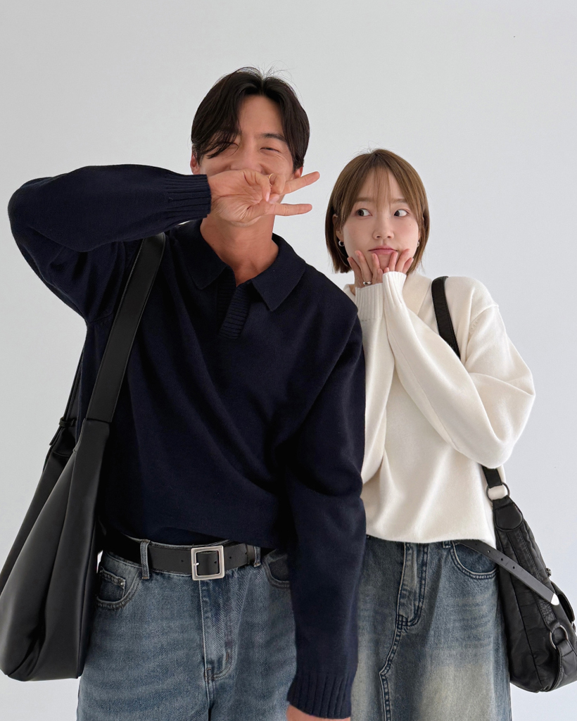 (UNISEX)モダールオープンカラーニット | ファッション通販サイト NUGU