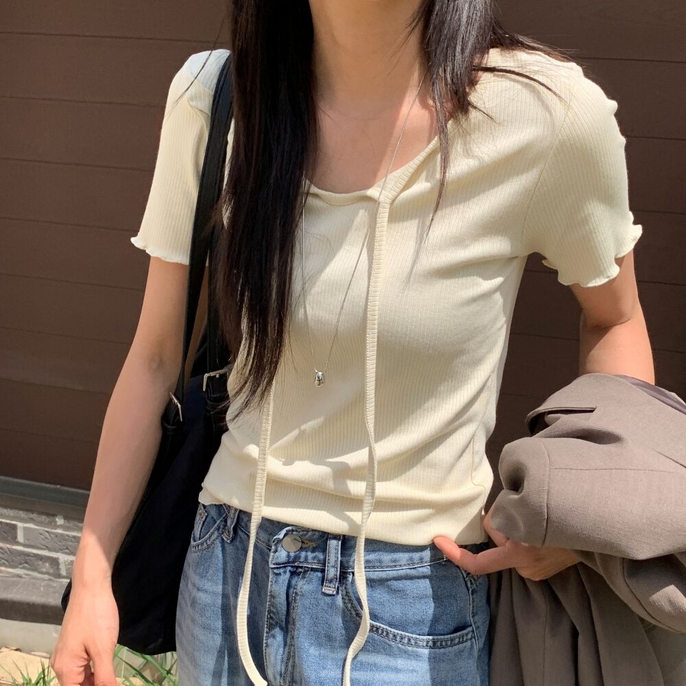 Vネックストラップ半袖Tシャツ3color | ファッション通販サイト NUGU