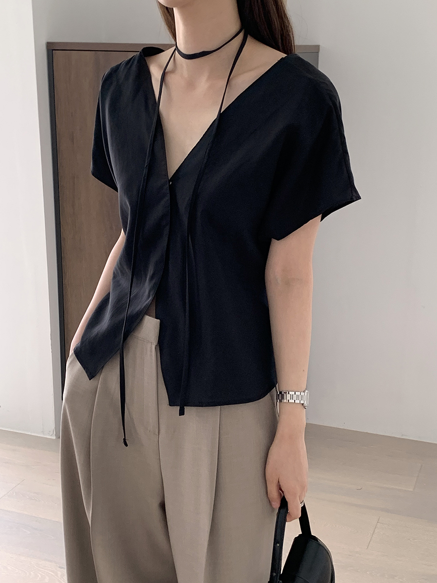 2WAYVネックタイストラップブラウス2color | ファッション通販サイト NUGU