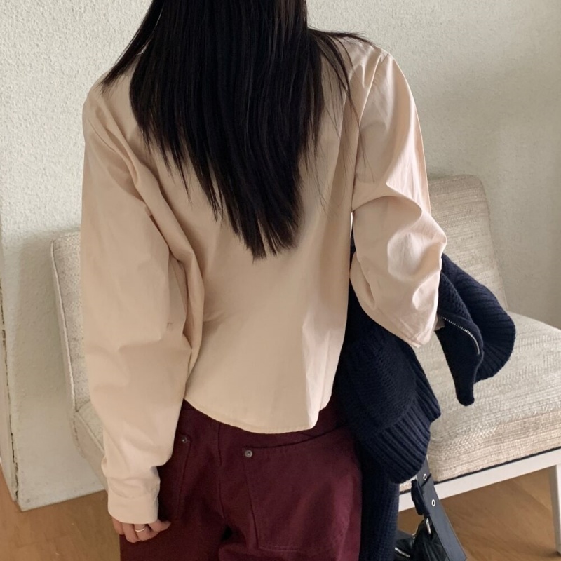 [7color]ベーシック無地クロップドシャツ | ファッション通販サイト NUGU