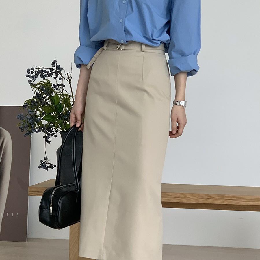 ベルトストラップHラインスリットロングスカート3color | ファッション通販サイト NUGU