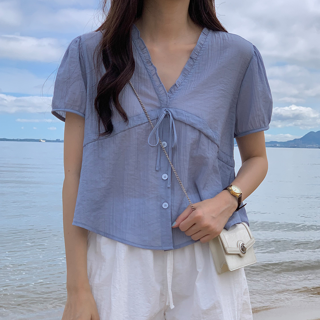 Vネックフリルブラウス2color! | ファッション通販サイト NUGU