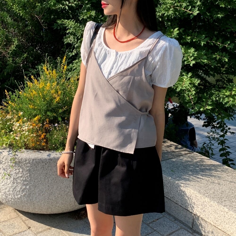 Vネックバックリボンラップビスチェ3color | ファッション通販サイト NUGU