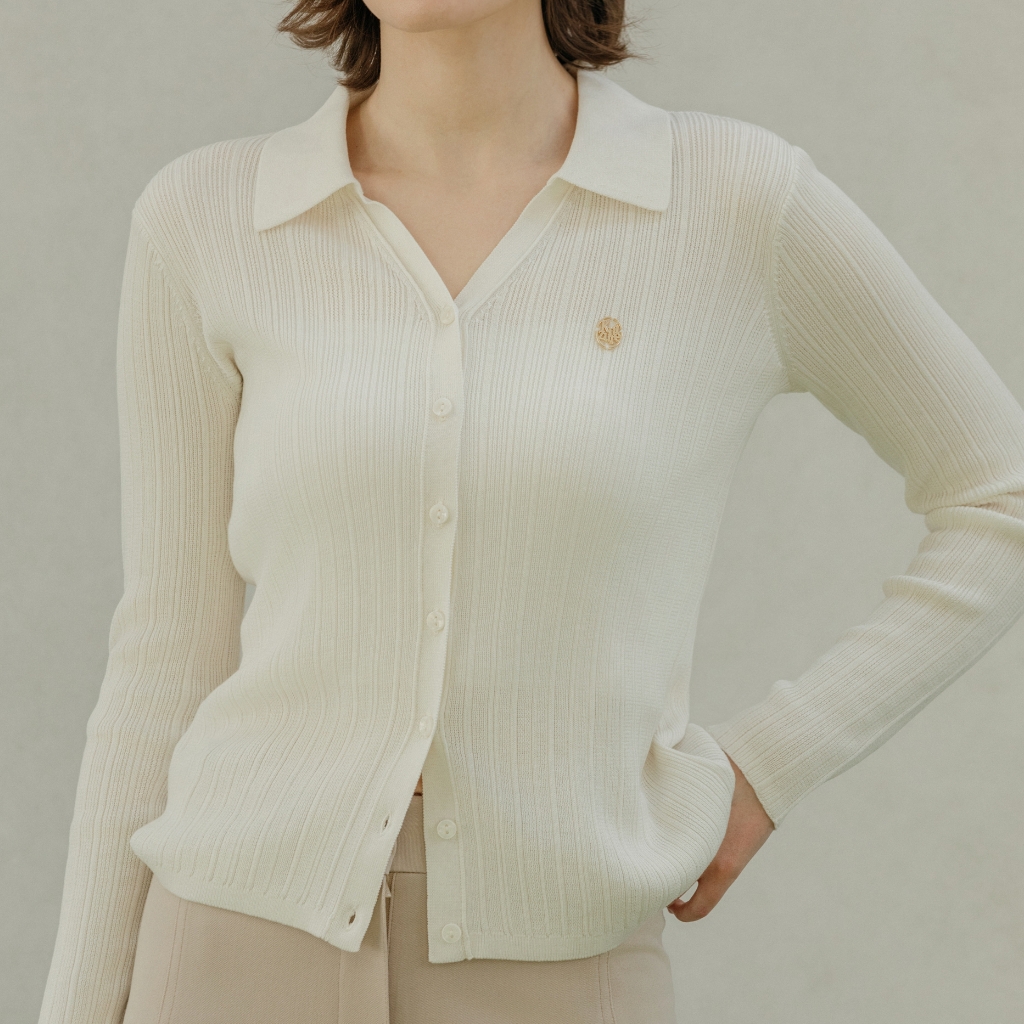 [Silk blend] Ribbed slim collar knit cardigan_3COLOR | ファッション通販サイト NUGU