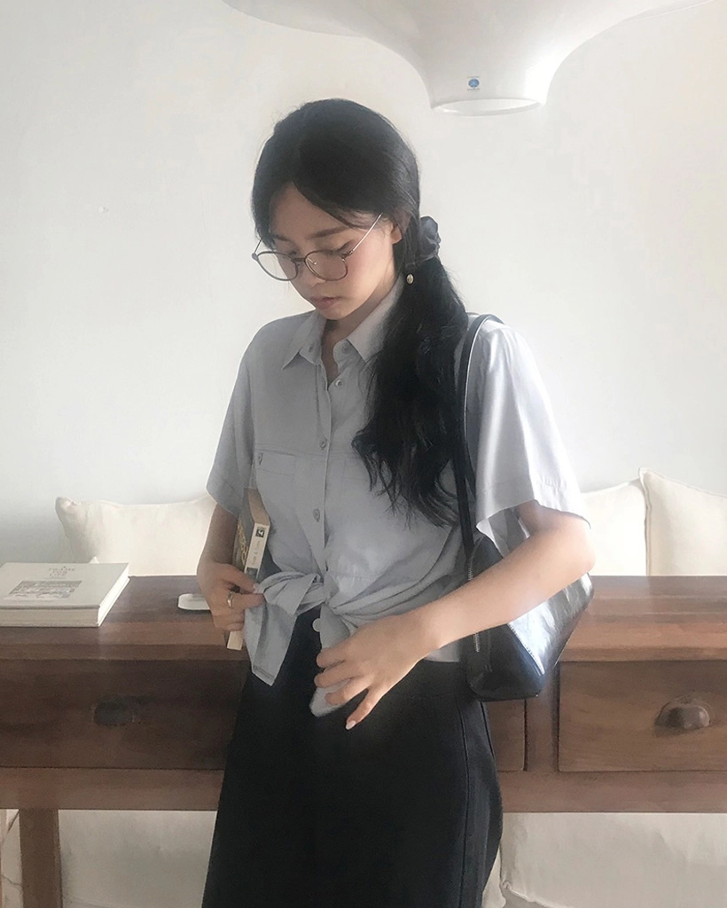 #SLOWMADE. シルキー2ポケットブラウスシャツ-4color | ファッション通販サイト NUGU