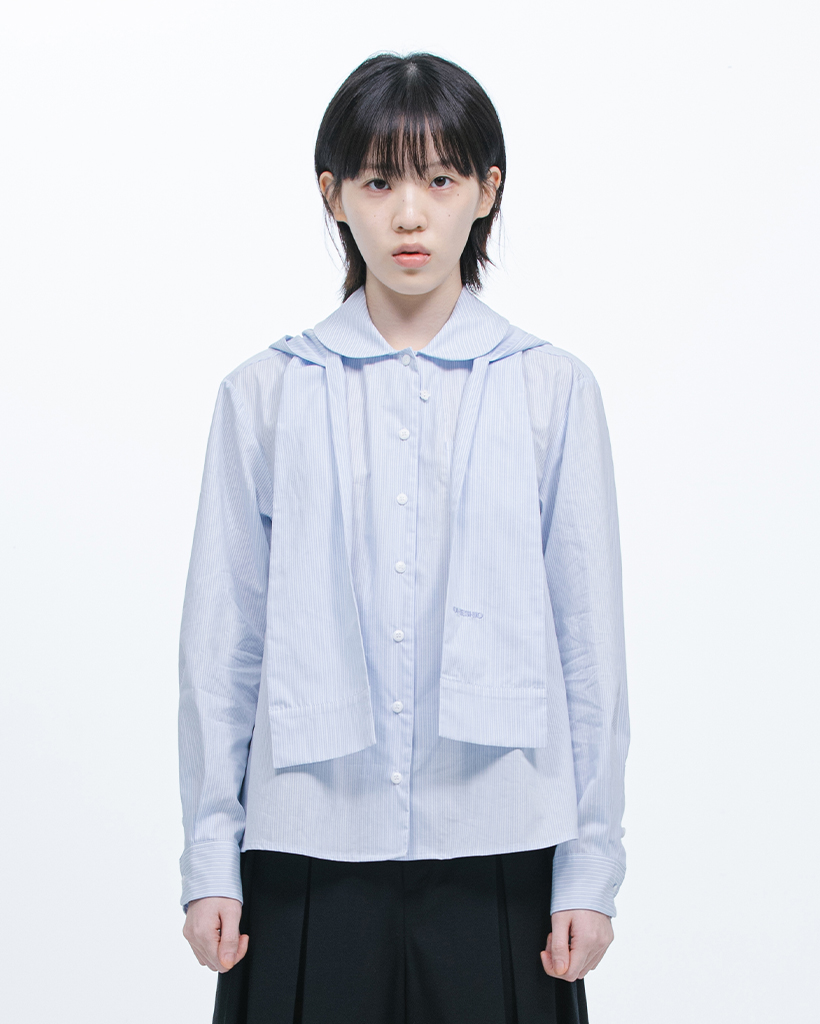 HOODED TWO-WAY SHIRT, BLUE | ファッション通販サイト NUGU