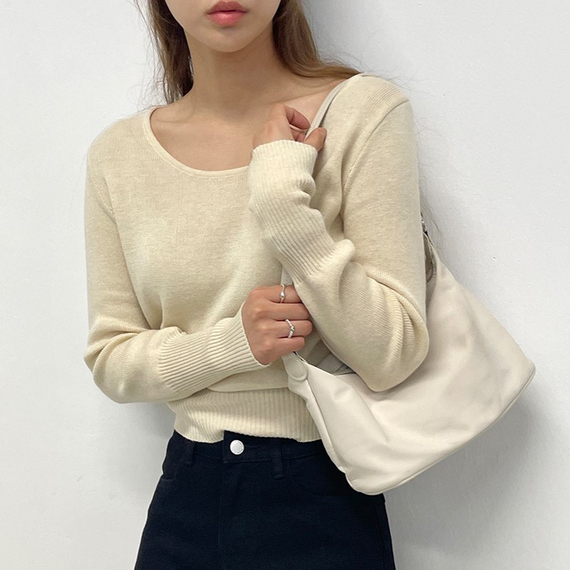 ベーシックUネックニット(4color) | ファッション通販サイト NUGU