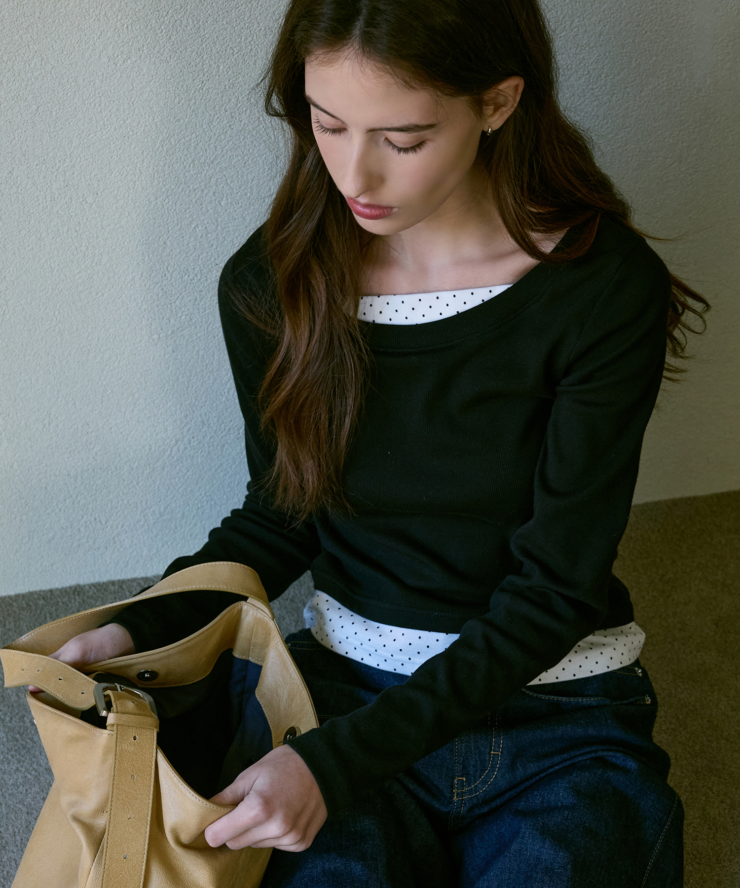 Miel Dot Layered T-Shirt (Black) | ファッション通販サイト NUGU