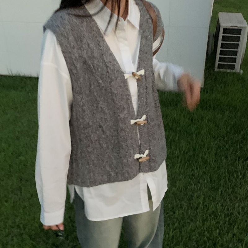 [2color]オーバーサイズVネックツイスト秋ベスト | ファッション通販サイト NUGU