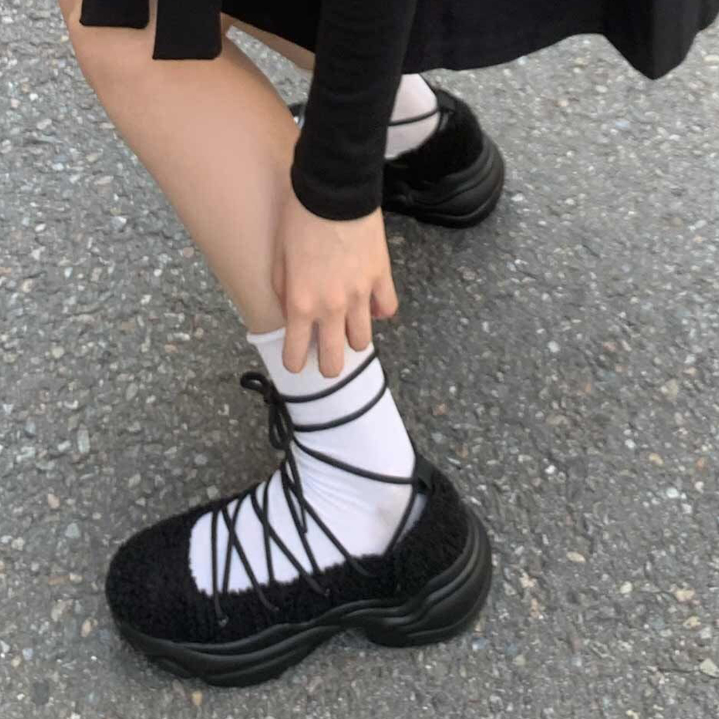 ボアストラップフラットシューズ | ファッション通販サイト NUGU