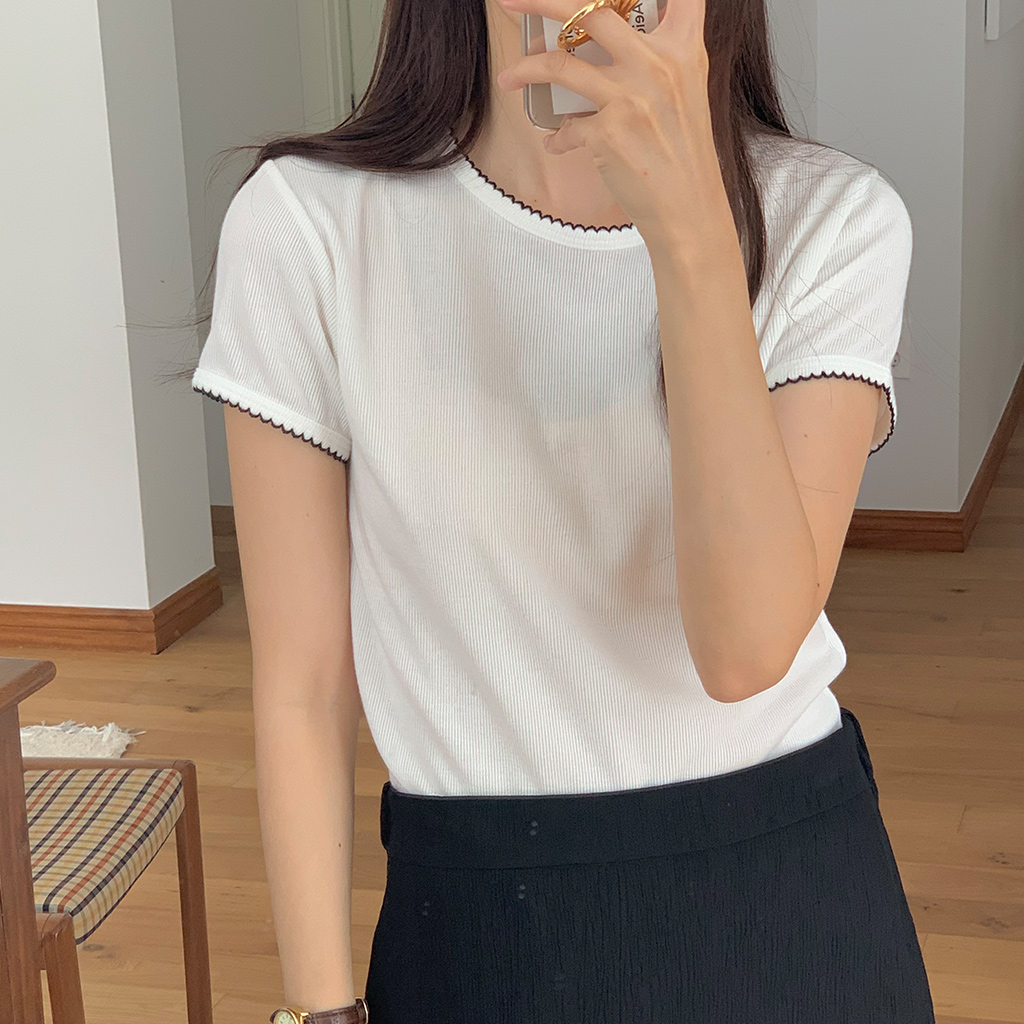 ウェーブバイカラー半袖Tシャツ3color! | ファッション通販サイト NUGU