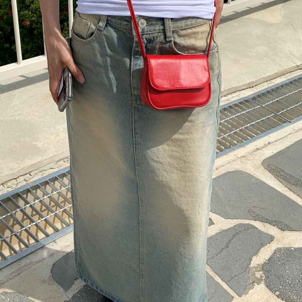 スリットヴィンテージデニムロングスカート2color | ファッション通販サイト NUGU