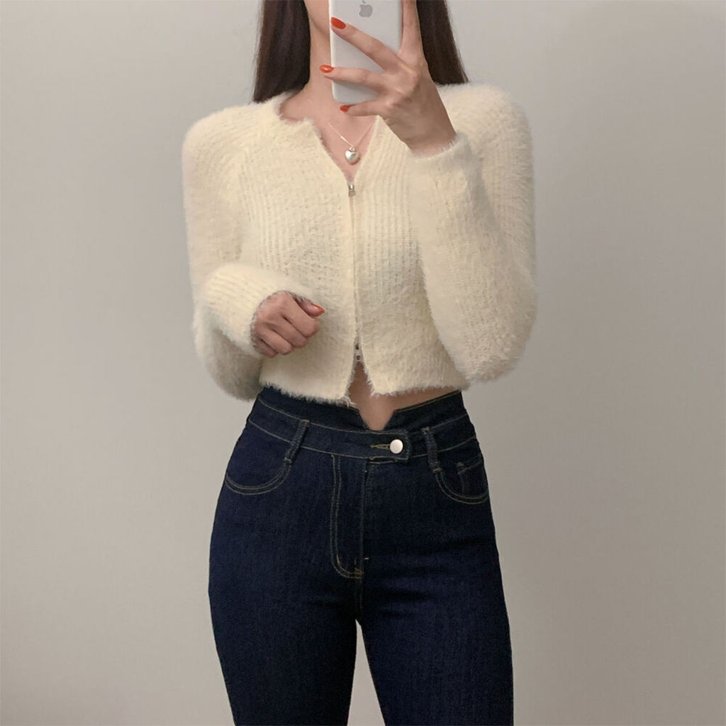 [2way]ラグランニットクロップドパーカー-4col | ファッション通販サイト NUGU