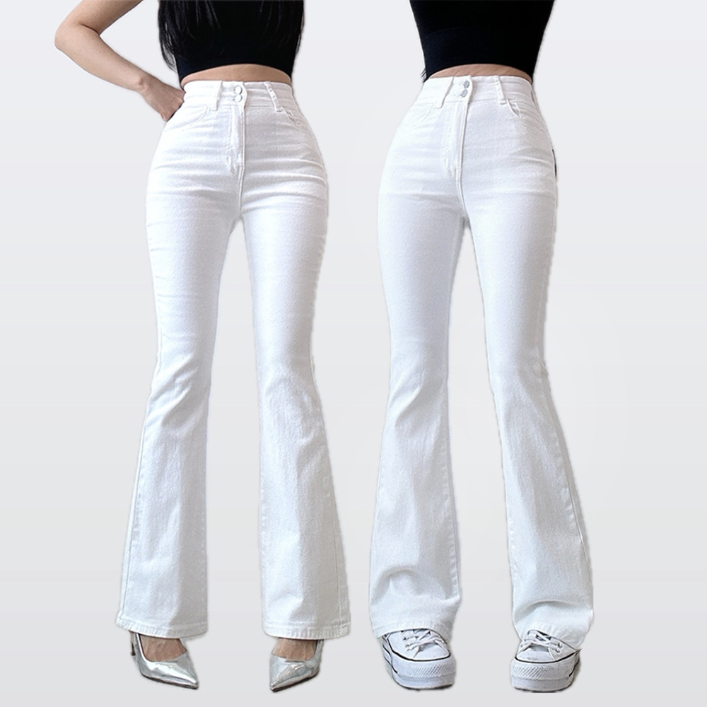 [short/basic/long][選べる着丈] ツーボタンスパンブーツカットゴムコットンパンツ | ファッション通販サイト NUGU