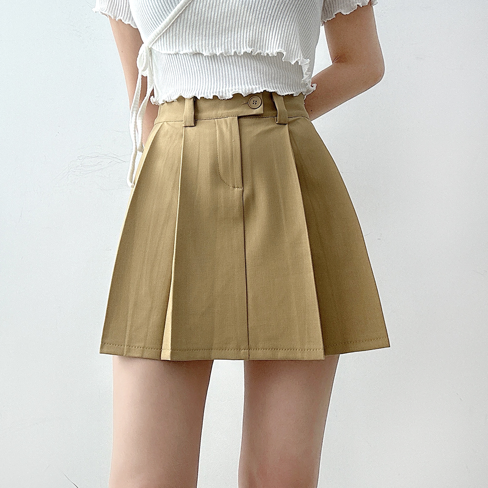 [パンツ型裏地付き] タック入りシャーリングプリーツスカート(2col) | ファッション通販サイト NUGU