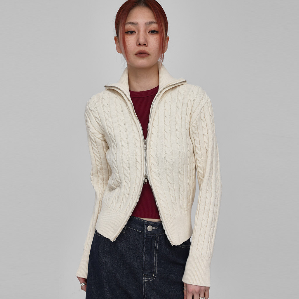 アンケケーブル2WAYニットジップアップ | ファッション通販サイト NUGU