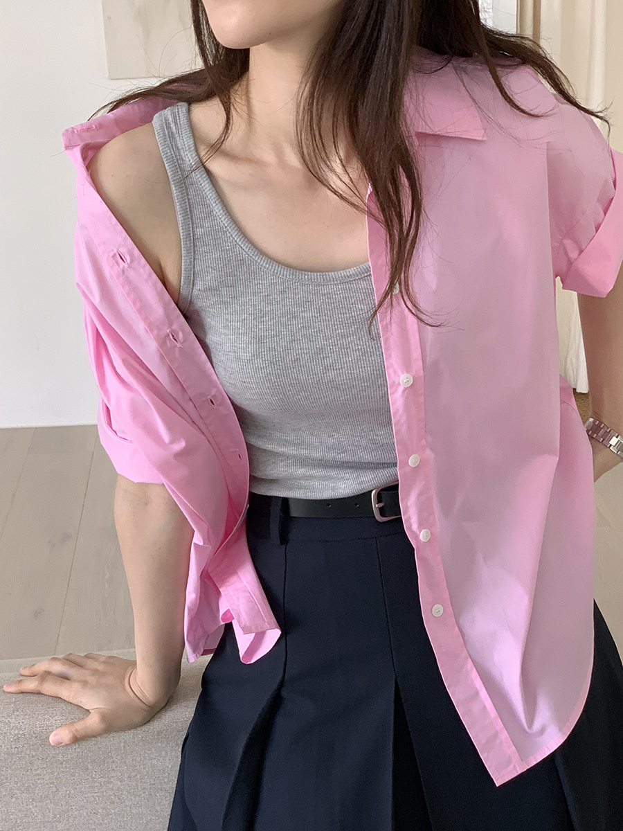 スパンスリムUネックリブインナーノースリーブ4color | ファッション通販サイト NUGU