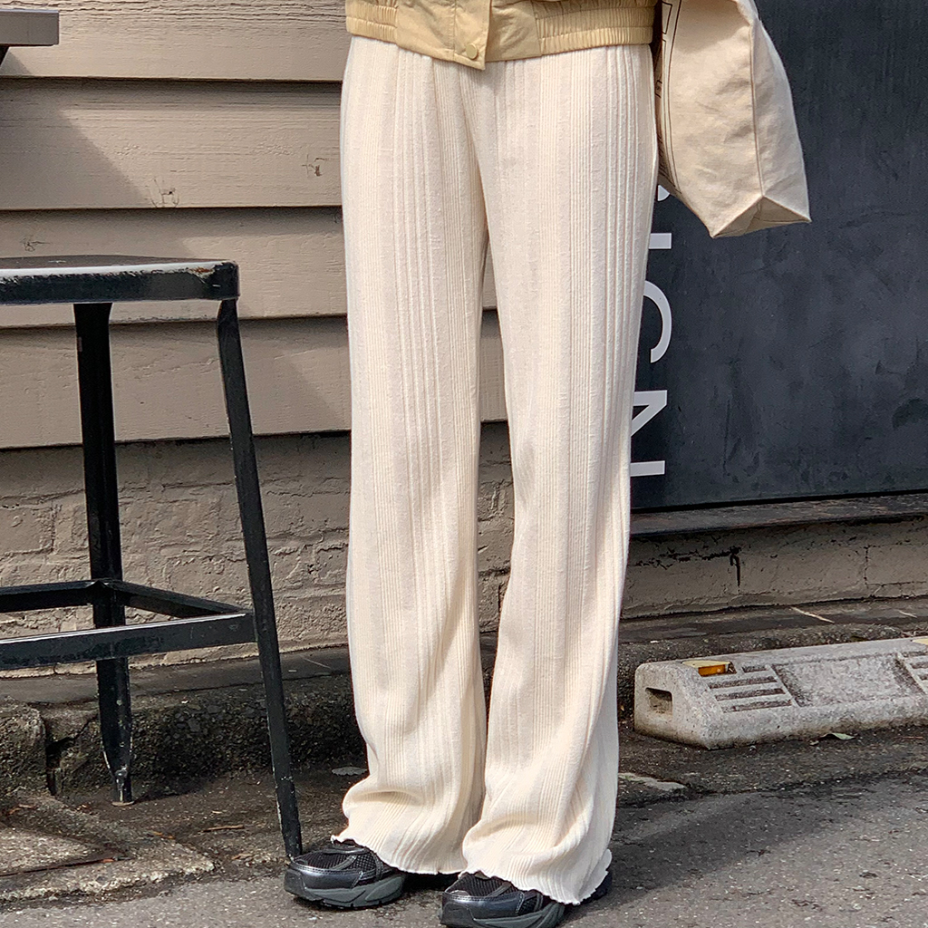 ニットリブウエストゴムパンツ3color | ファッション通販サイト NUGU