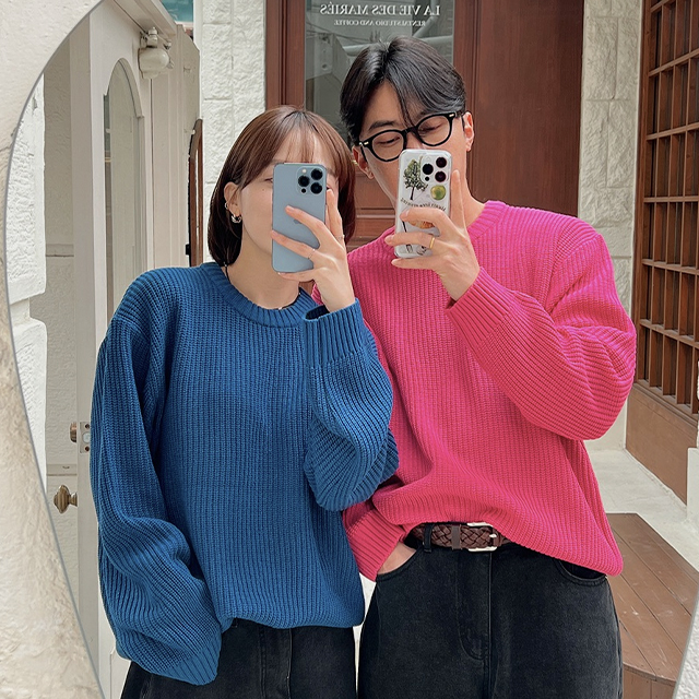 (UNISEX) オーバーサイズラウンドニット | ファッション通販サイト NUGU