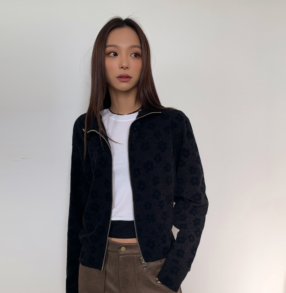 フラワー2WAYジップアップ-2color | ファッション通販サイト NUGU