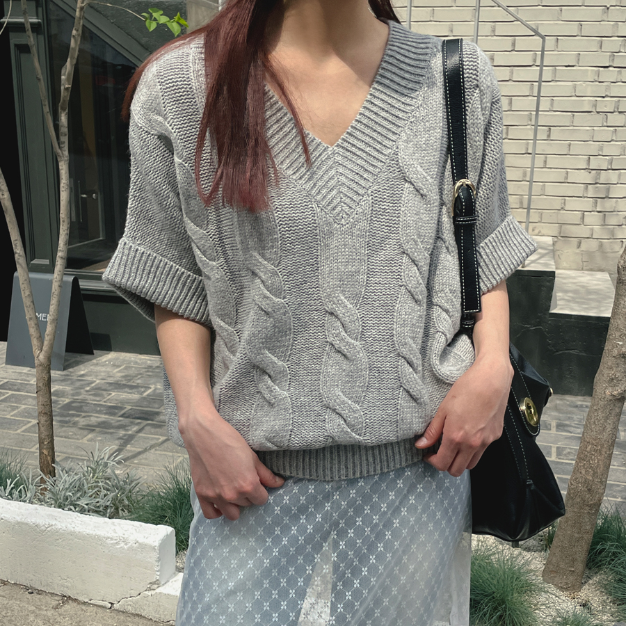 Vネックツイストウールニット(3color) | ファッション通販サイト NUGU