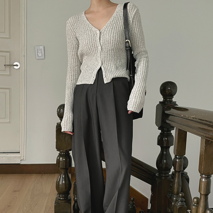 Vネックリブニットカーディガン(4color) | ファッション通販サイト NUGU