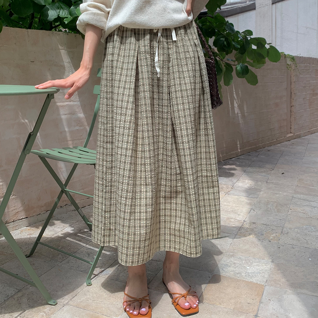 ゴムチェックロングスカート2color! | ファッション通販サイト NUGU