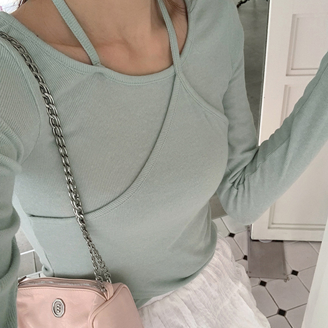 [original] ストラップスリムレイヤードラップTシャツ(5color) | ファッション通販サイト NUGU